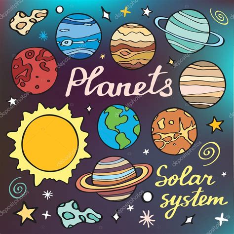 Imagenes De Los Planetas Animados Ilustración de Vector De Planetas