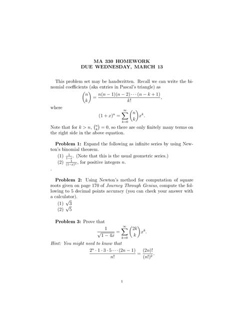 3 solved problems on newton s methods of computations homework ma 330 docsity