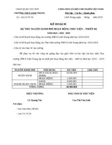 KẾ HOẠCH DỰ TRÙ KINH PHÍ THƯ VIỆN