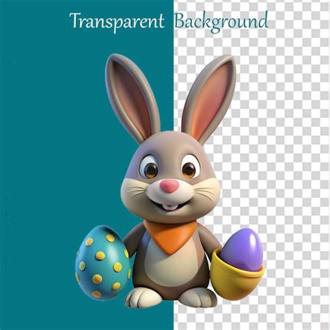 El Lindo Conejo De Pascua De Dibujos Animados Y El Conejo 3d Comparten