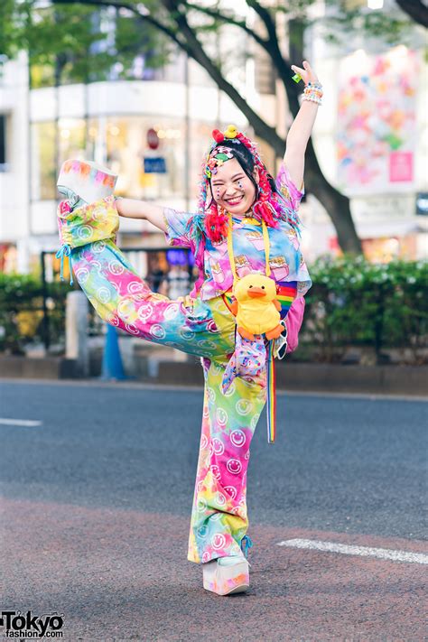 Colorful Kawaii Harajuku Street Style W Rainbow Hair Falls Decora