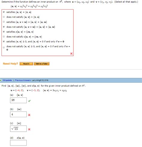 solved determine if the function defines an inner product on