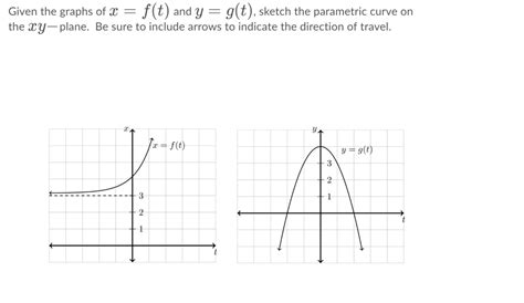 solved given the graphs of x f t and y g t sketch the