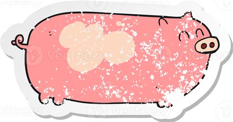 Pegatina Retro Angustiada De Un Cerdo De Dibujos Animados 40074491 PNG