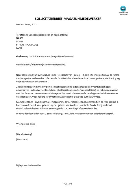 12 Sollicitatiebrief Voorbeeld Hr Medewerker