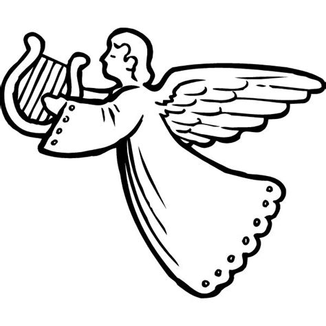 Free Christmas Angel Clipart Black And White Illustration