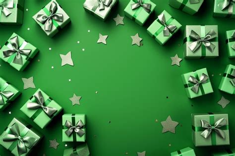 Caixas de presentes de papel verde em fundo verde consumo sustentável
