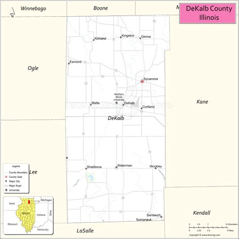 DeKalb County Map Illinois Where Is Located Cities Population