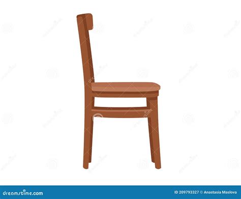 Classic Wooden Chair Side View Vector Illustration On White Background