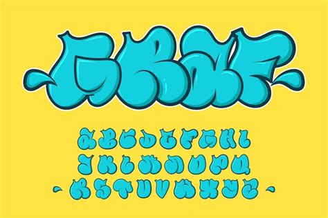 Fuente Alfabeto Azul Calle Graffiti Texto Vector Letras Vector Premium