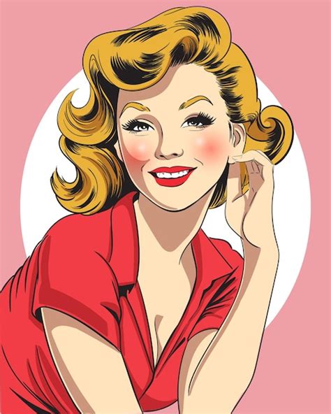 Premium Vector A Beautiful Pinup Girl In Retro Illustration