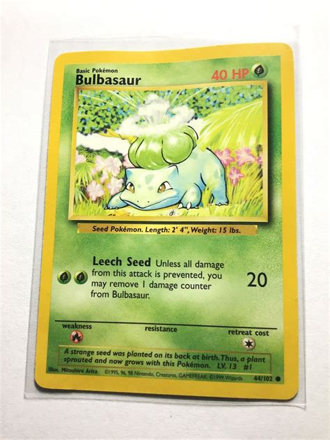 BULBASAUR Base Set 44 102 Common Pokemon Card Unlimited