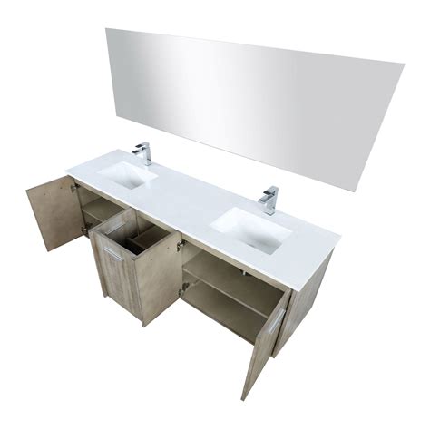 Lexora Double Bathroom Vanity With White Quartz Top With Mirror
