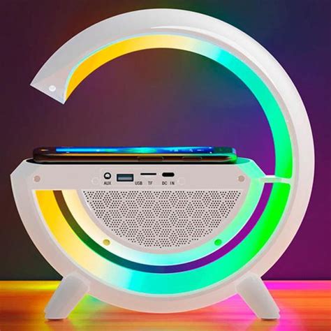 Luminária Rgb Caixa Som G Speaker Carregador Indução Smart Bellator