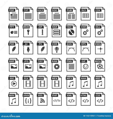 Vector Black File Type Icon Set Stock Illustrations 2 154 Vector