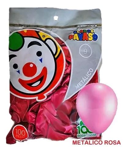 Globo Latex Decorator Metalico N 9 Payaso Bolsa 100pz Color Rosa