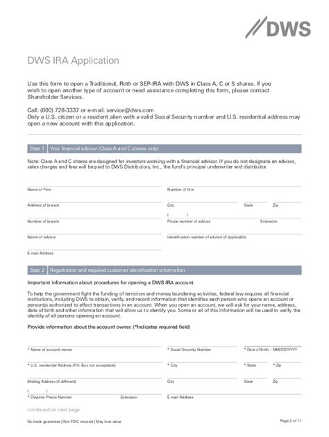 Fillable Online DWS Form IRA KIT Compilation Of Forms For IRA Kit Fax