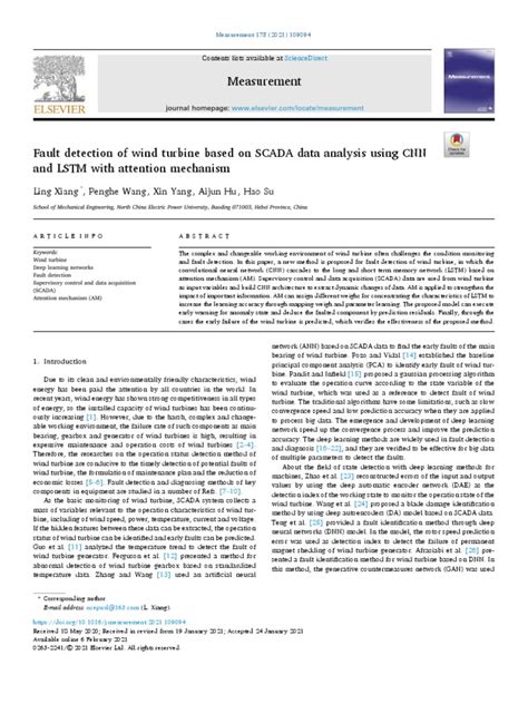 ling measurement 2021 fault detection of wind turbine based on scada data analysis using