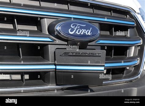 Zionsville Circa March 2023 Ford E Transit Cargo Van Display At A
