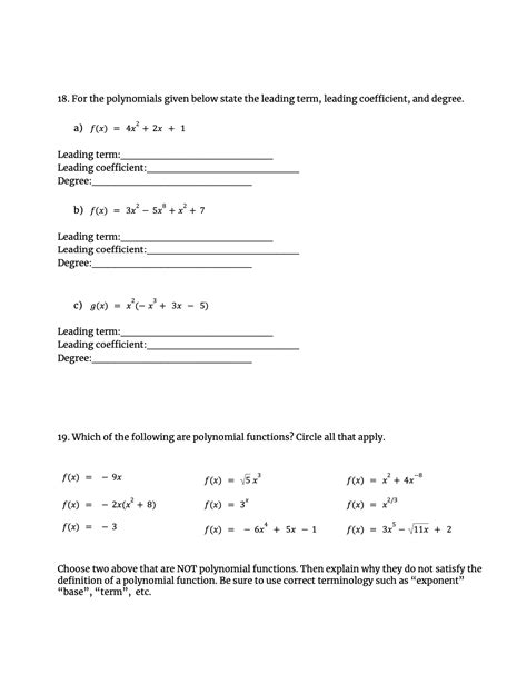 solved a f x 4x2 2x 1 leading term leading coefficient
