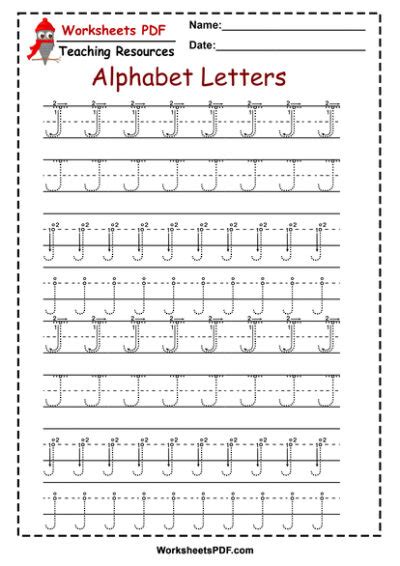 Letter J Worksheets PDF Recognize Trace Print