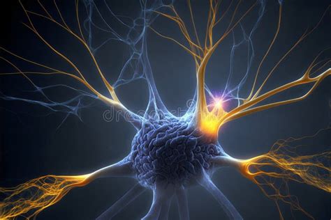 Signal Transmission Through Synapses Illustration Of The Work Of Brain