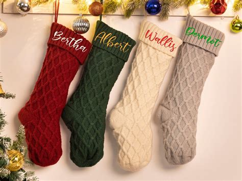 Personalized Knitted Stockings Embroidered Christmas Stocking