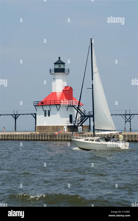St Joseph North Pier Inner Light On Lake Michigan Middle Of North Pier