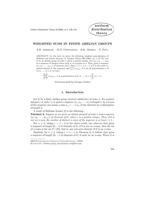 pdf weighted sums in finite abelian groups