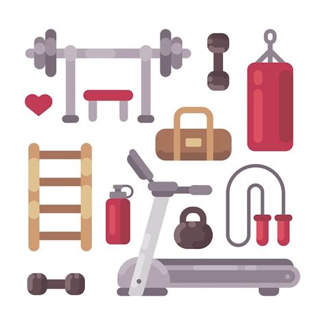 Conjunto De Iconos De Equipos De Gimnasio Ilustraci N Plana De Objetos