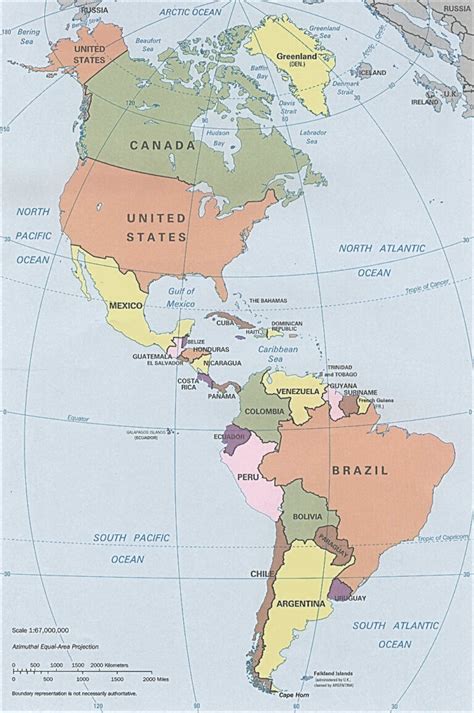 1990s Political Map Of The Americas America Continent Map American