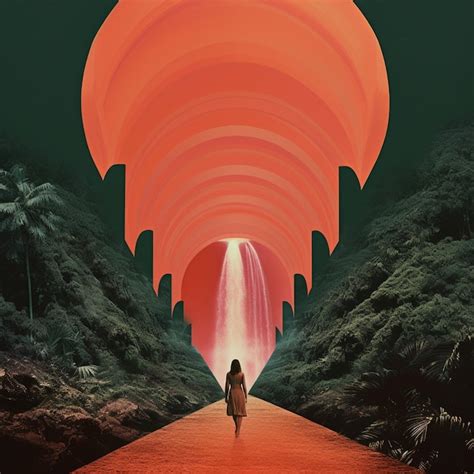 Premium Photo There Is A Woman Walking Down A Path In A Surreal