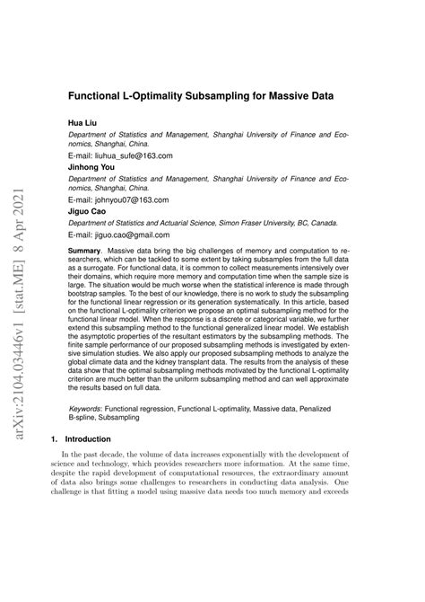pdf functional l optimality subsampling for massive data