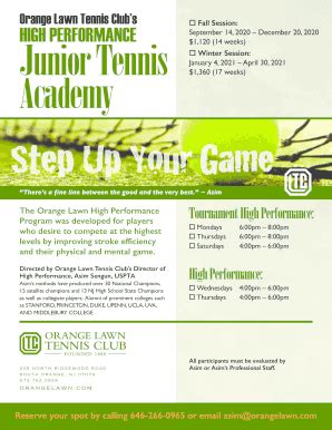 Fillable Online Orange Lawn Tennis Clubs Fax Email Print PdfFiller
