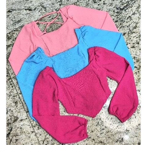 CROPPED JUVENIL INFANTIL MENINA MANGA BUFANTE Top Moda Blogueirinha