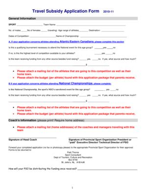 Fillable Online Travel Subsidy Application Form Fax Email Print PdfFiller