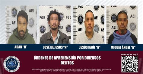 Da FGE cumplimiento a órdenes de aprehensión por diversos delitos