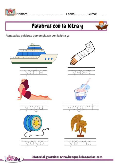 Palabras con la letra Y Actividades y ejemplos para niños