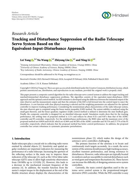 pdf tracking and disturbance suppression of the radio telescope servo system based on the