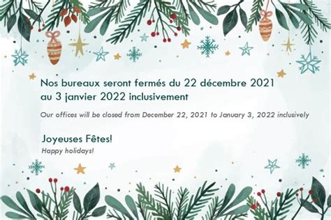 Fermeture du bureau municipal Période des fêtes Municipalité de Hatley