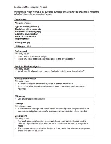 FREE 13 HR Investigation Report Samples In PDF DOC