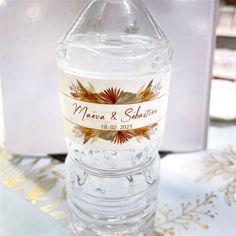 Bouteille d eau Mariage personnalisée Floral x21 Magenta Mariage