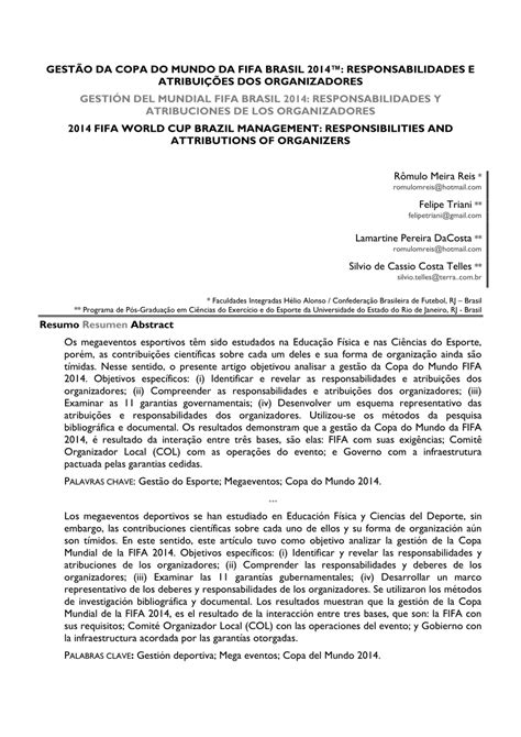 PDF GESTÃO DA COPA DO MUNDO DA FIFA BRASIL 2014 RESPONSABILIDADES E