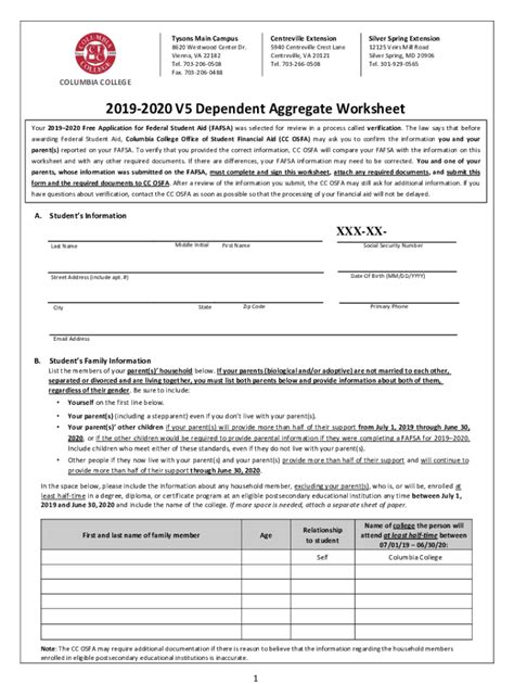 Fillable Online Financialaid Ccdc 2019 2020 V5 Dependent Aggregate