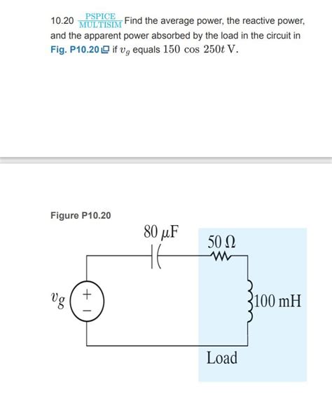 Solved 10 20 MULTISIM PSPICE Find The Average Power The Chegg