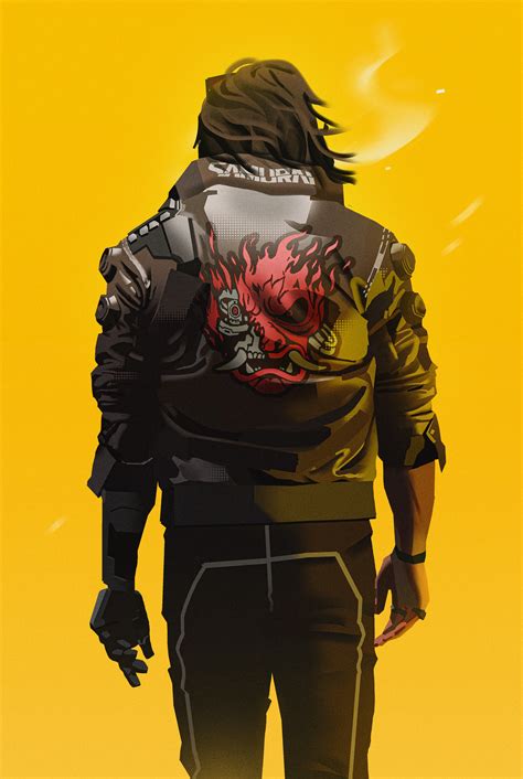 Poisonpink Johnny Silverhand Back Video Game Characters Digital Art