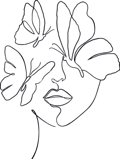 Minimalist Woman Face Icons By Canva Line Art Design Line Art