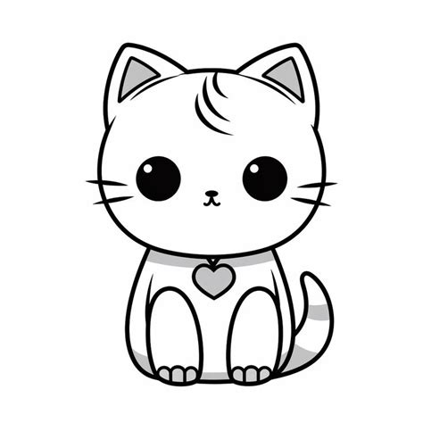 Dibujo De Gato Kawaii Para Imprimir Y Colorear Sencillos Gatito Para
