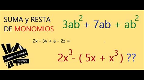 Suma Y Resta De Monomios P Principiantes Ejemplos Y Ejercicios