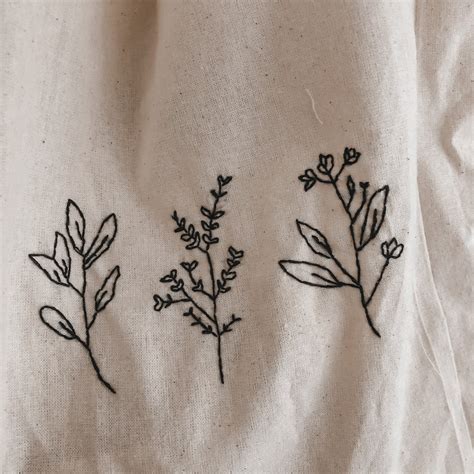 Wildflowers Embroidered Tote Bag Handmade Cute Minimalist Etsy